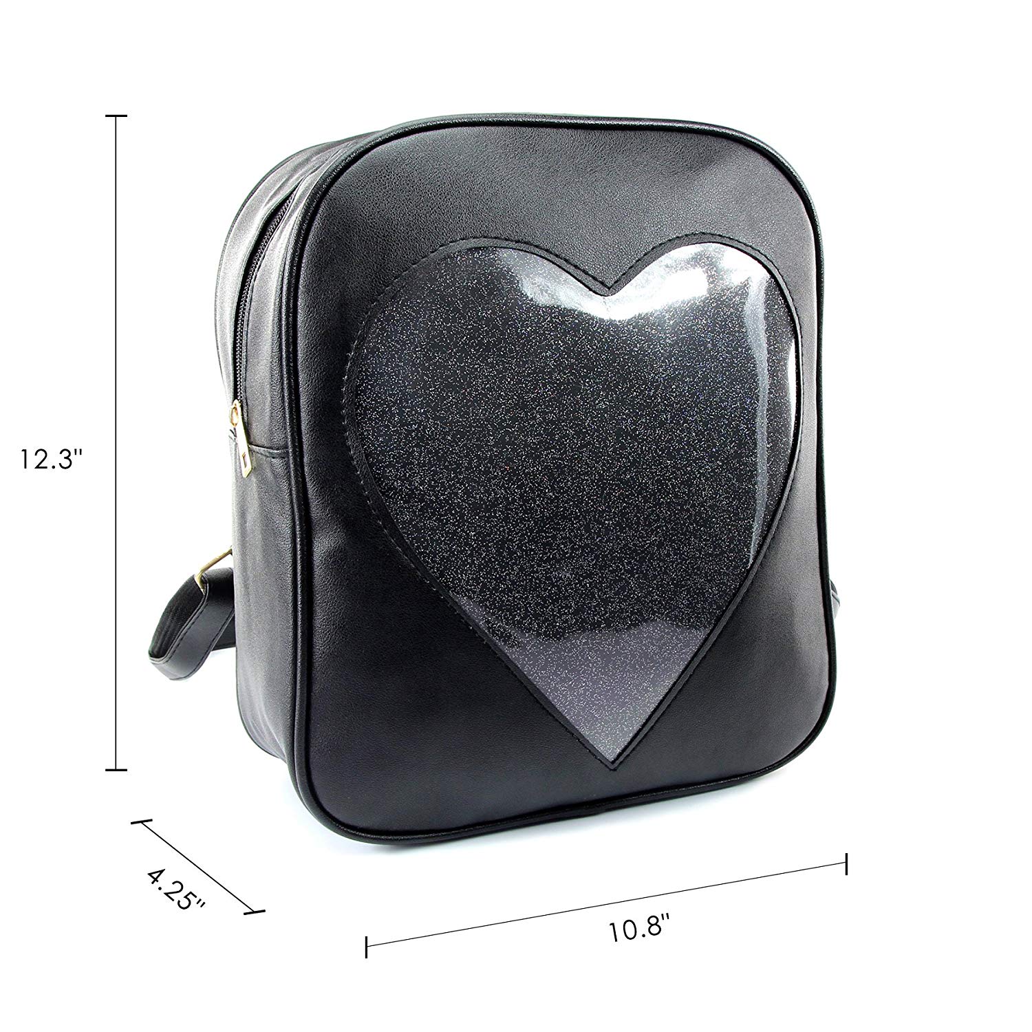 ITA Bag Black Transparent Glitter Heart Backpack Harajuku Purse ...