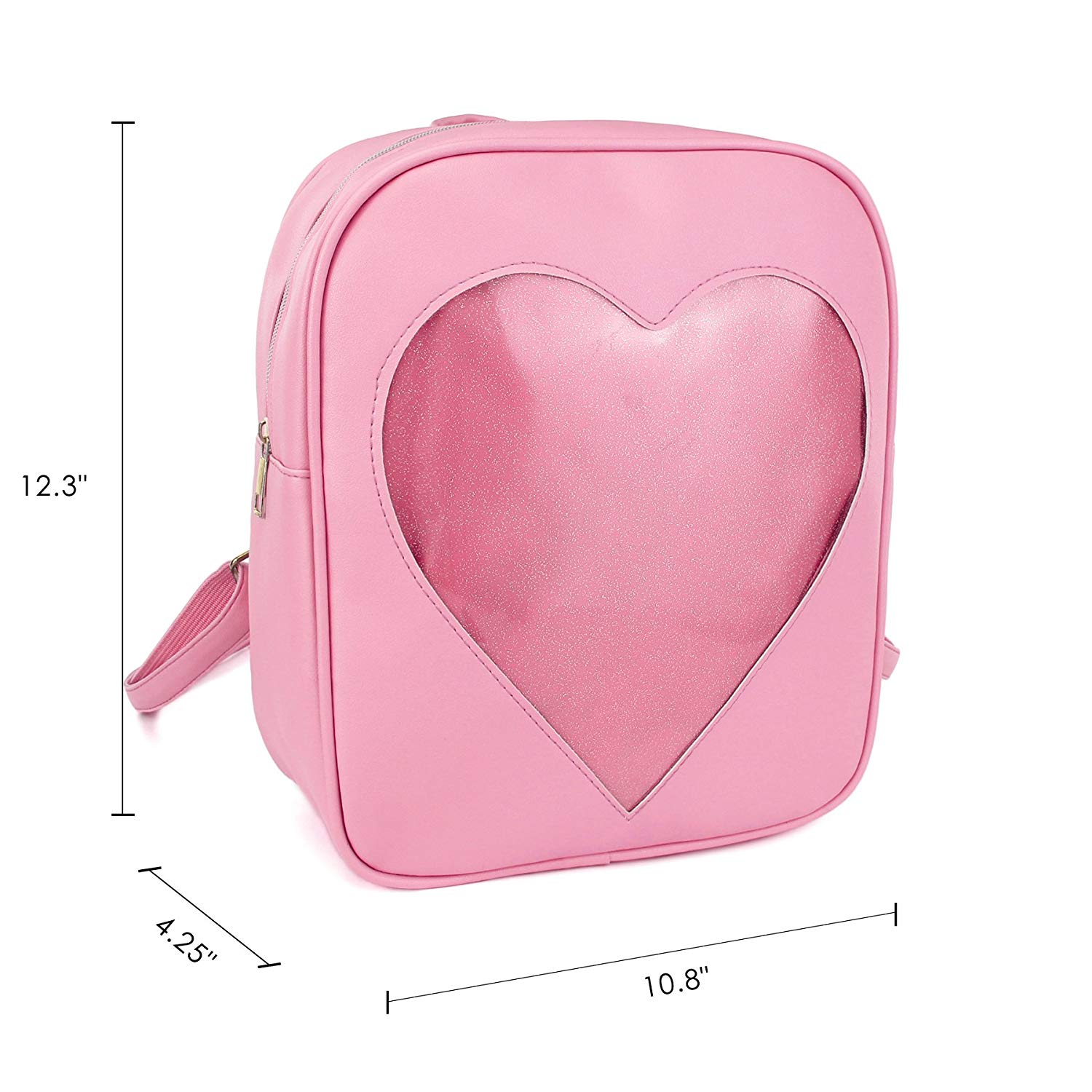 ITA Bag Pink Transparent Glitter Heart Backpack Harajuku Purse Traveler ...